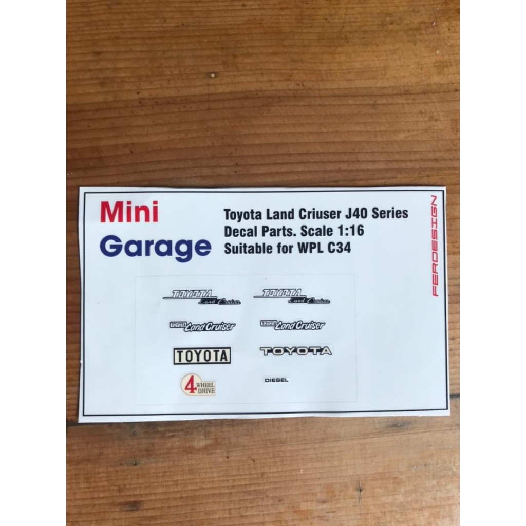 Sticker RC Detailing Body Toyota Lad Cruiser FJ40 WPL C34 1:16. Scale ...
