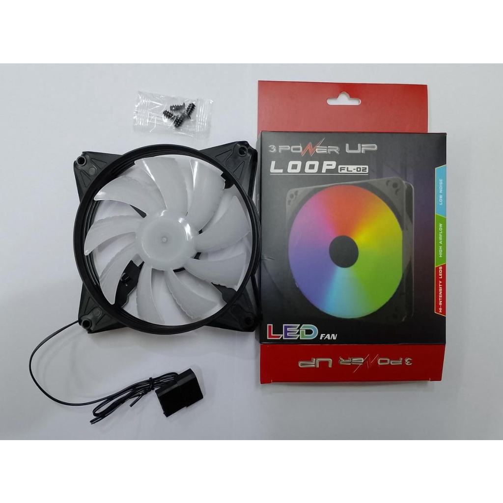 Fan Computer Casing 120mm POWER UP LOOP FL-02, LED RGB Fixed Fan Casing ...