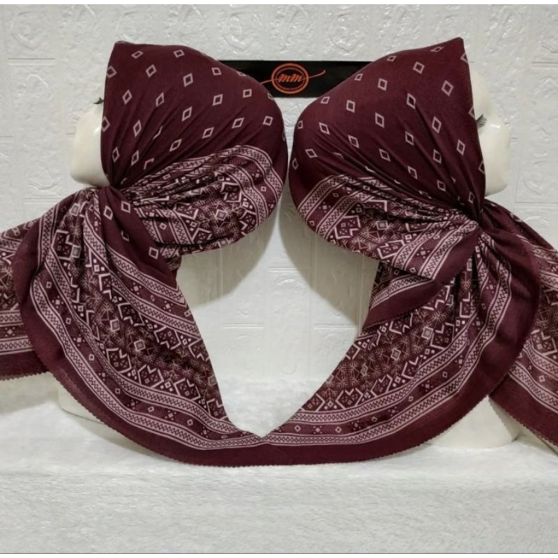 MAROON ETHNIC MOTIF VOAL RECTANGULAR HIJAB | Shopee Philippines