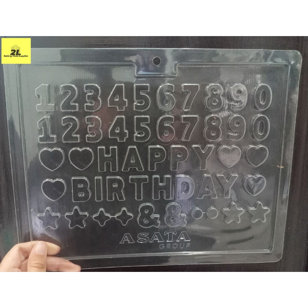 Mica fondant chocolate mold numbers uppercase alphabet HBD Asata Besar ...