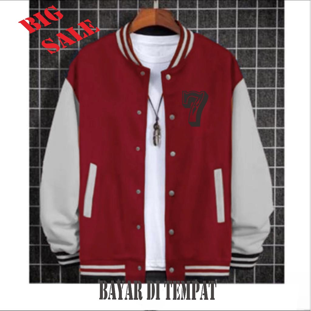 HITAM Varsity Baseball Jacket Buttons LOGO 7 Text BLACK varsity jacket ...
