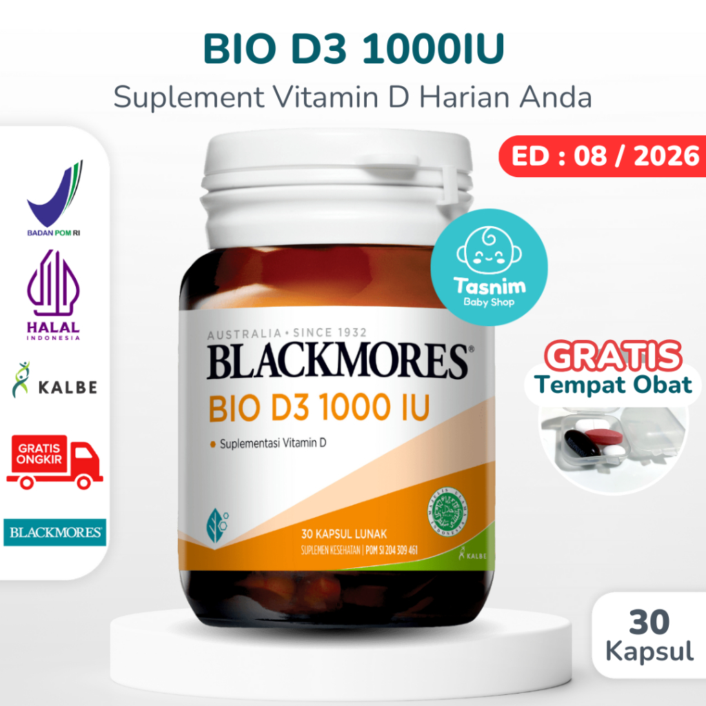 Tbs - Blackmores - BIO D3 1000IU Caps - Kalbe 30 Capsules - BPOM - Halal - Your Daily Vitamin D ...