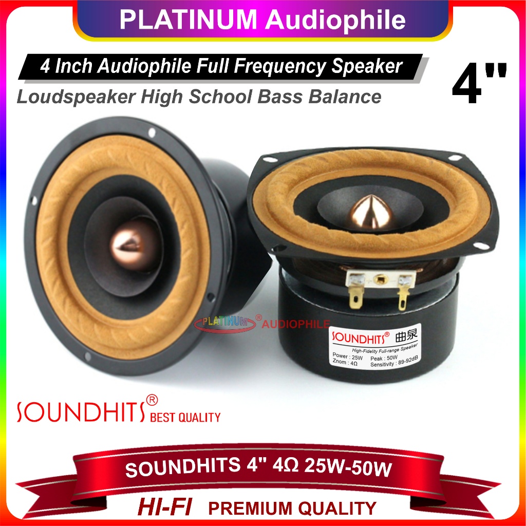 Full range Speaker 4 Inch 4 ohm 50W Hifi Speker 4" Fullrange Soundhits ...