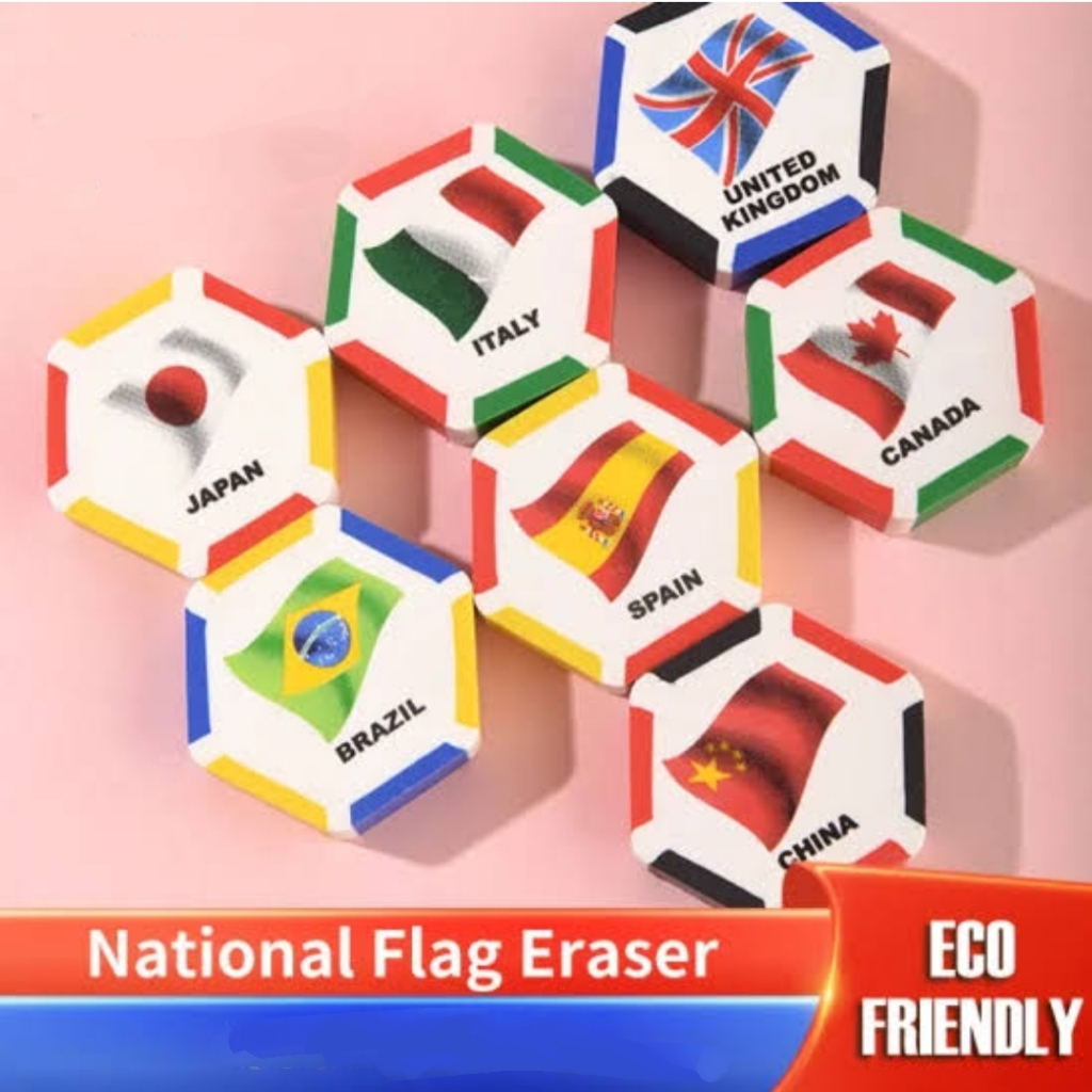 Country Flag Pencil Eraser Per box Of 48pcs | Shopee Philippines