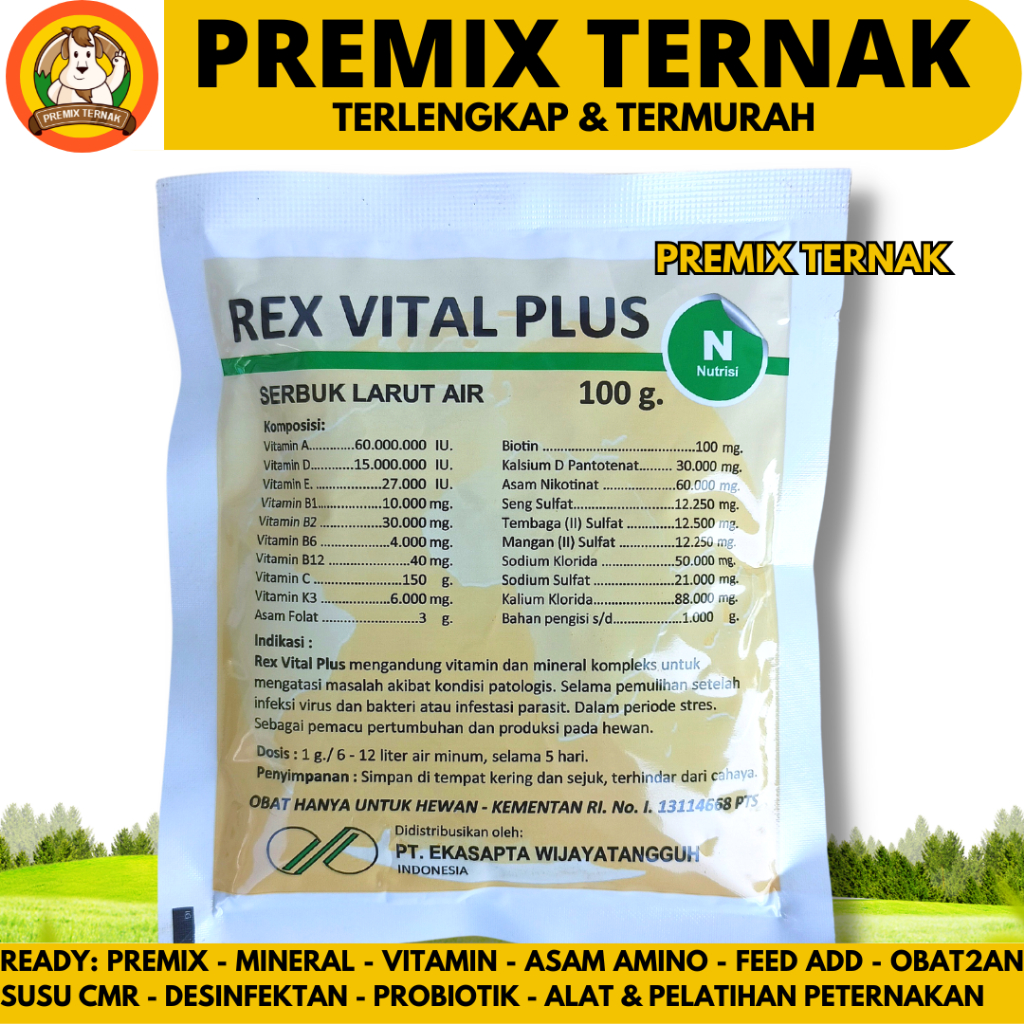 Rex VITAL PLUS 100 GRAM - High Concentration Vitamin for Cattle Chicken ...