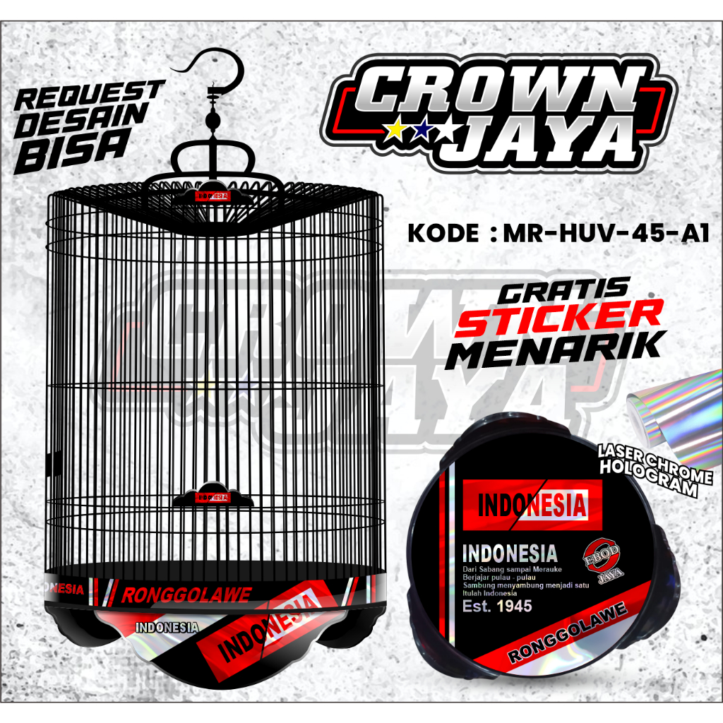 MERAH Tebok Murai Batu Sticker EBOD RONGGOLAWE INDONESIA Size Number 1 ...