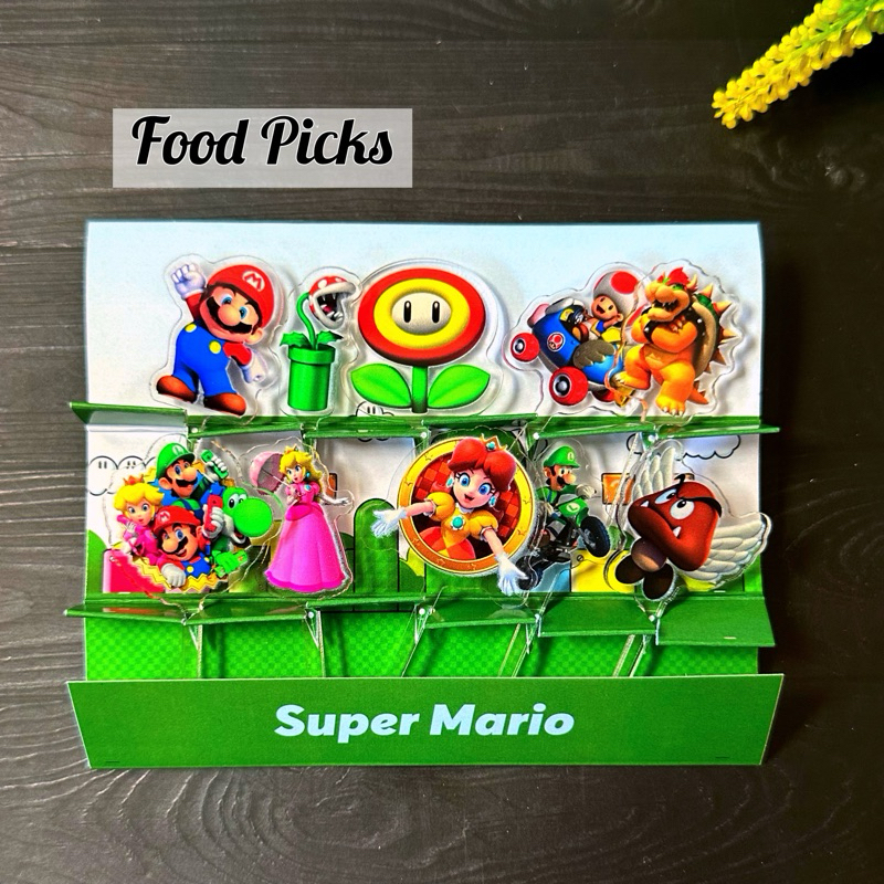 Super Mario Picks Skewer Bento Foodpick Lunch Box Decoration | Shopee ...