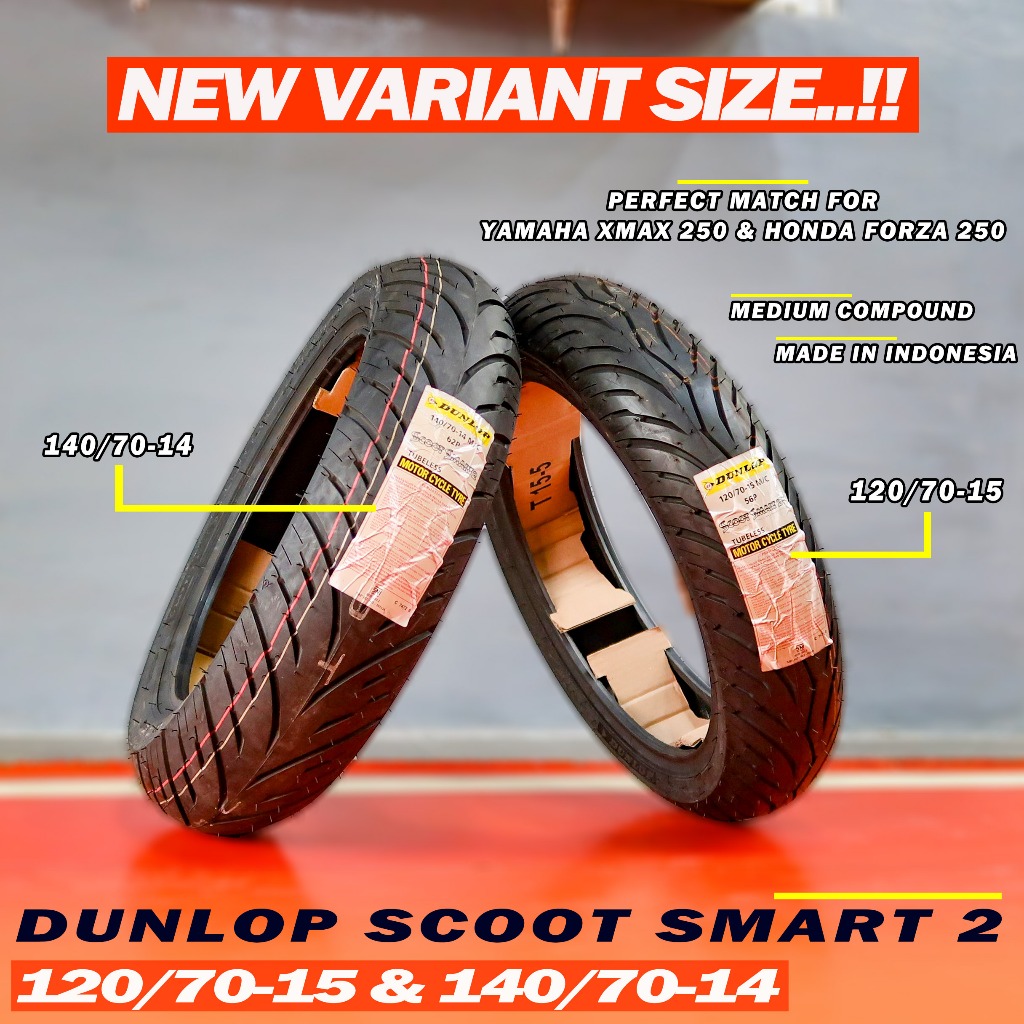 Dunlop SCOOT SMART 2 120/70-15 140/70-14 MOTORCYCLE TIRE XMAX FORZA 250 ...