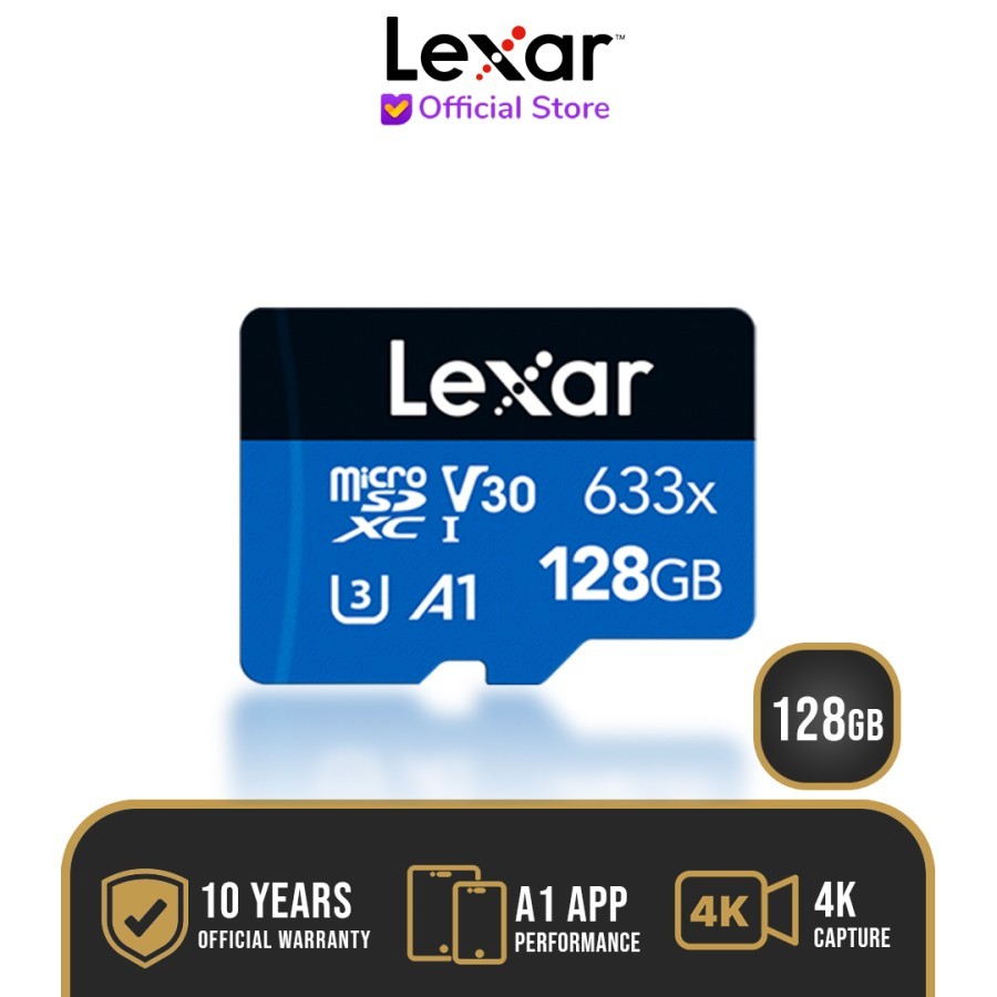 Lexar Microsd 128GB 633x Up to 100Mb/s MicroSDXC UHS-I A1 128 GB ...