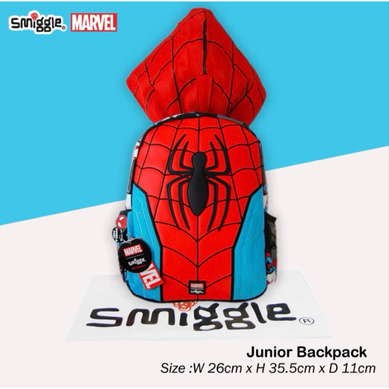 Smiggle JUNIOR KINDERGARTEN SPIDERMAN MARVEL HOODIE BACKPACK BAG - YKK ...