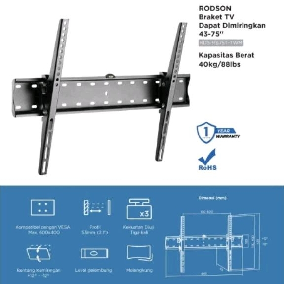 Tv Bracket 43 50 55 60 65 70 75 inch including waterpass Bracket ...