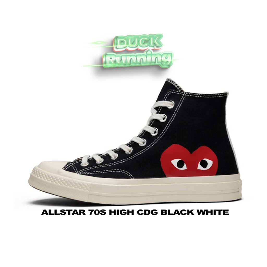 Converse Chuck Taylor All Star 70s High Cdg Play Black White | Shopee ...
