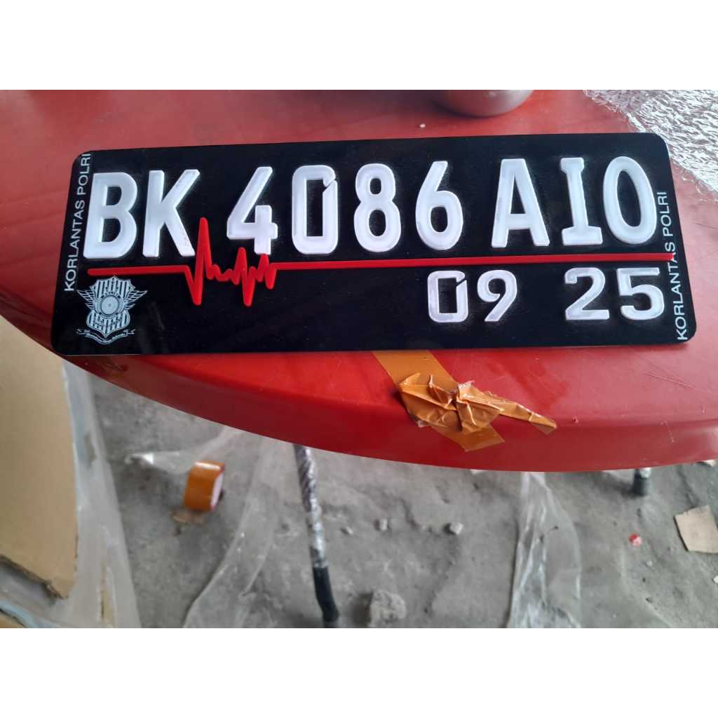 PUTIH HITAM Acrylic Motorcycle Number Plate Embossed Font Letter Legs ...