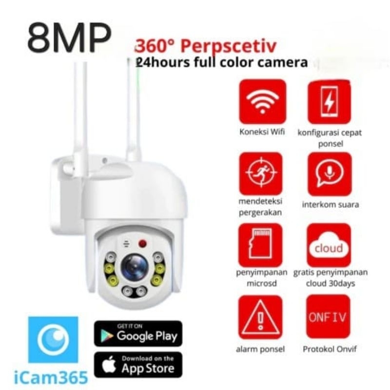 Cctv Outdoor 8MP Icam365 IP Camera Wifi Waterproof 1080P Full HD Two ...