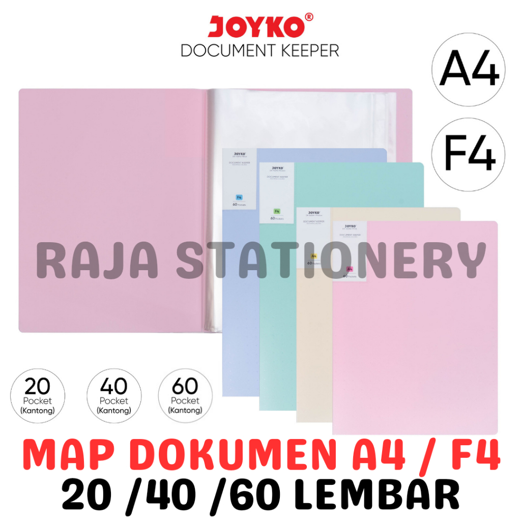 Joyko DOCUMENT KEEPER A4 F4 FOLIO CLEAR HOLDER PASTEL MAP DOCUMENT ...