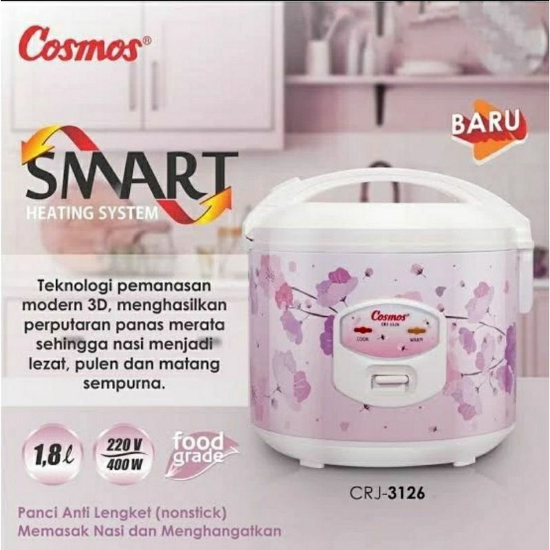 Cosmos CRJ-3126 Magic Com 1.8 L Rice Cooker Smart Heating Rice Cooker Official Guarantee ...