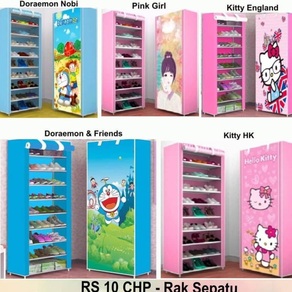 Rs 10 CHP/ PORTABLE FABRIC STORAGE SHOE RACK / COTTON / CHARACTER ...