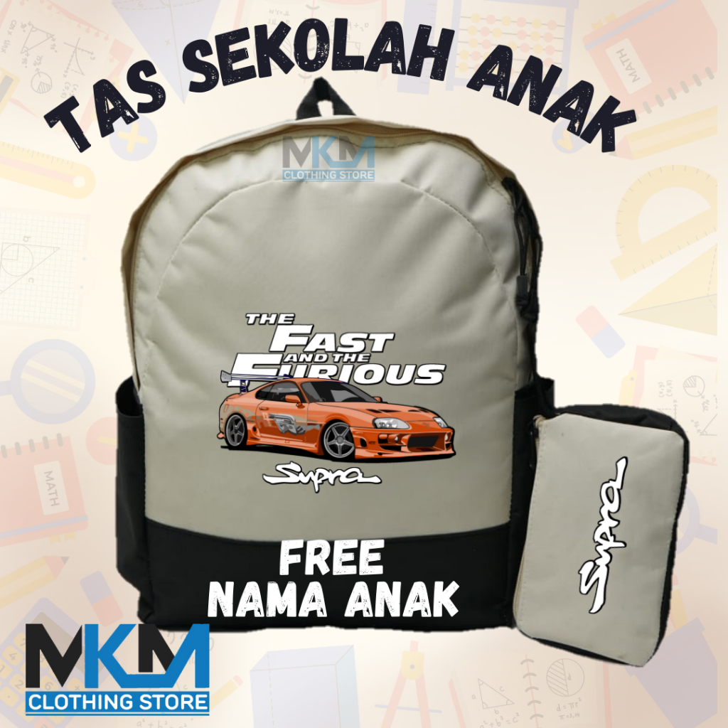 Supra Fast & Furious Car Children's Bag I Custom Children's School Bag ...