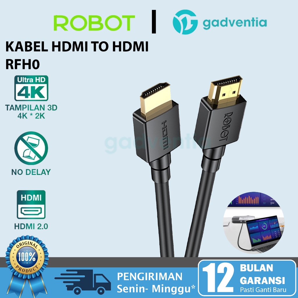 Robot RFH01 HDMI To HDMI Cable High Definition 4K 2K Cable For PC ...