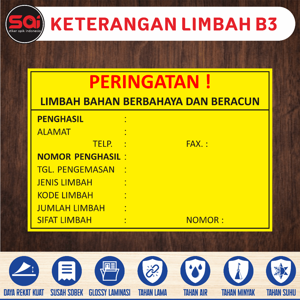 Chromo sticker HVS LABEL LIMBAH B3 - DANGEROUS AND FACING MATERIAL ...