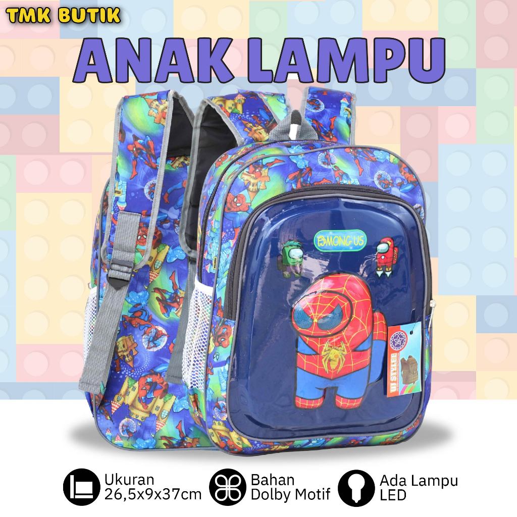 Boys Backpack with Among Us Lights Blue for Elementary School ...