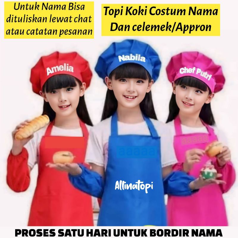 Set Of Appron And Chef Hat Children Costume Name/Chef Hat Children ...