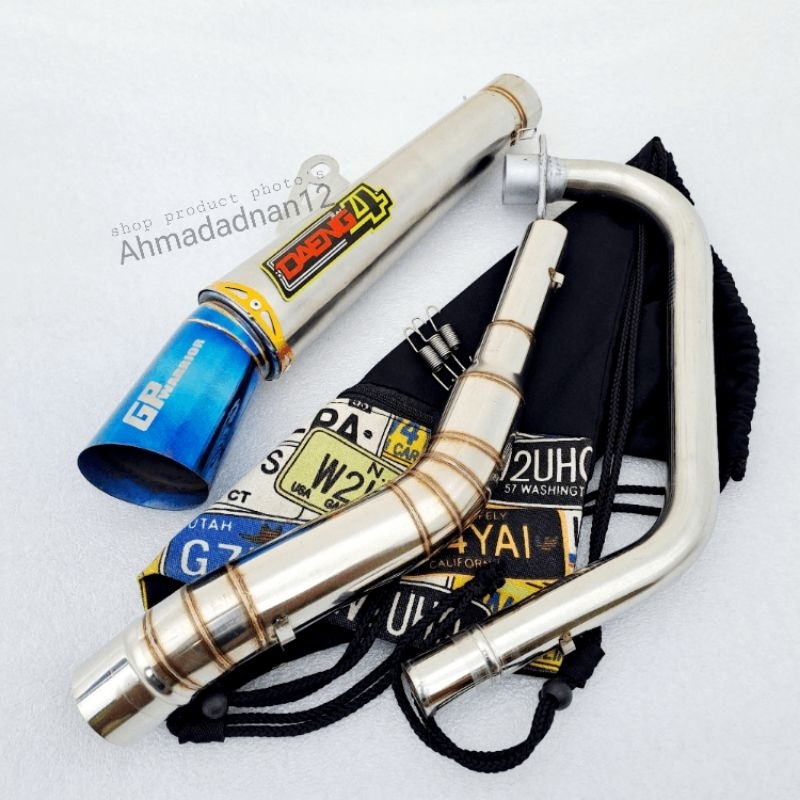Stainless elbow pipe+canister DAENG4 conical pipe raider 150FI CARB ...