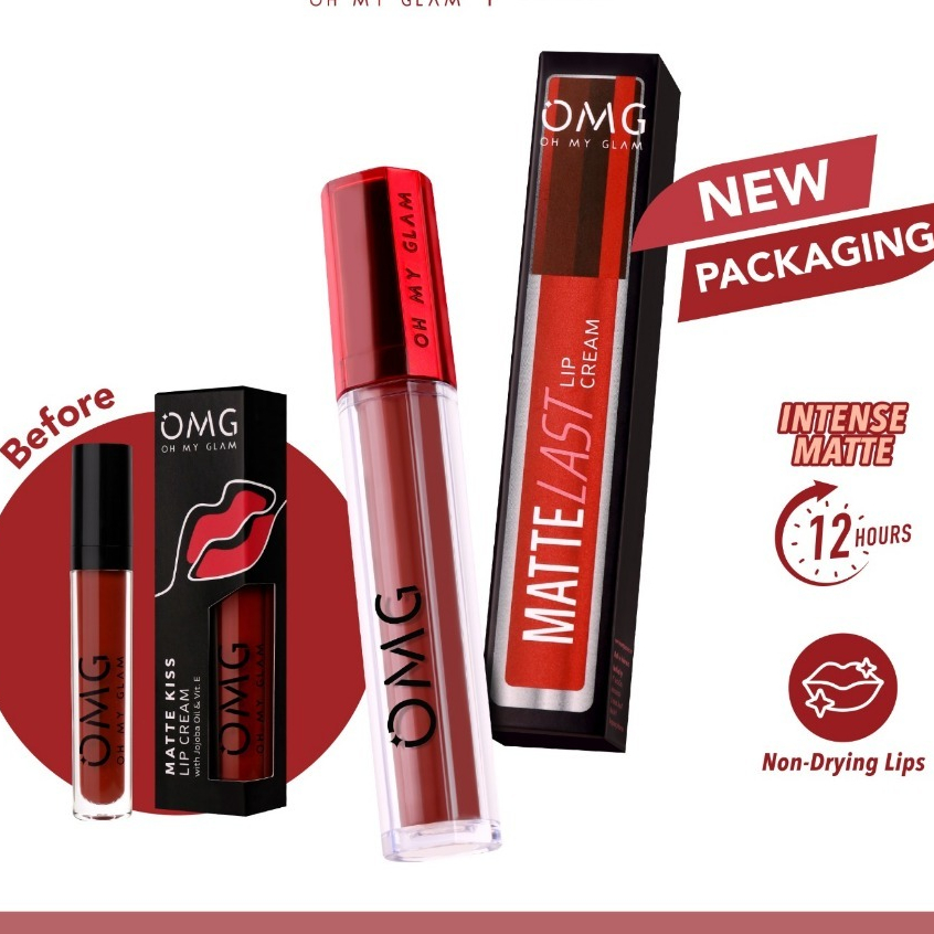 New Pack! Omg Oh My Glam Matte Kiss Lip Cream 3.5 gr - Mattelast, Ombre ...