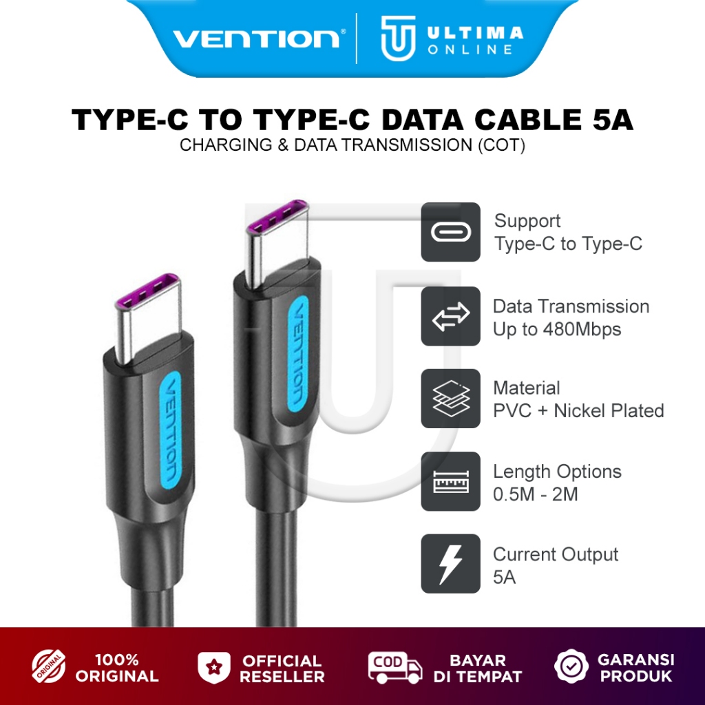 Vention Data Cable Type C to Type C Fast Charging USB C 5A Android COT ...