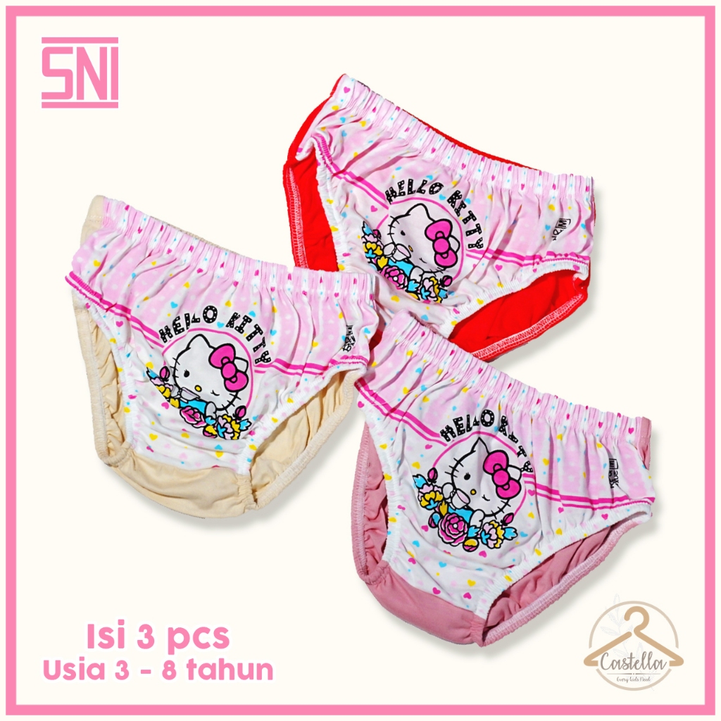 Girls Panties 3 4 5 6 7 8 Years Contents 3pcs CD Underwear Sempak ...