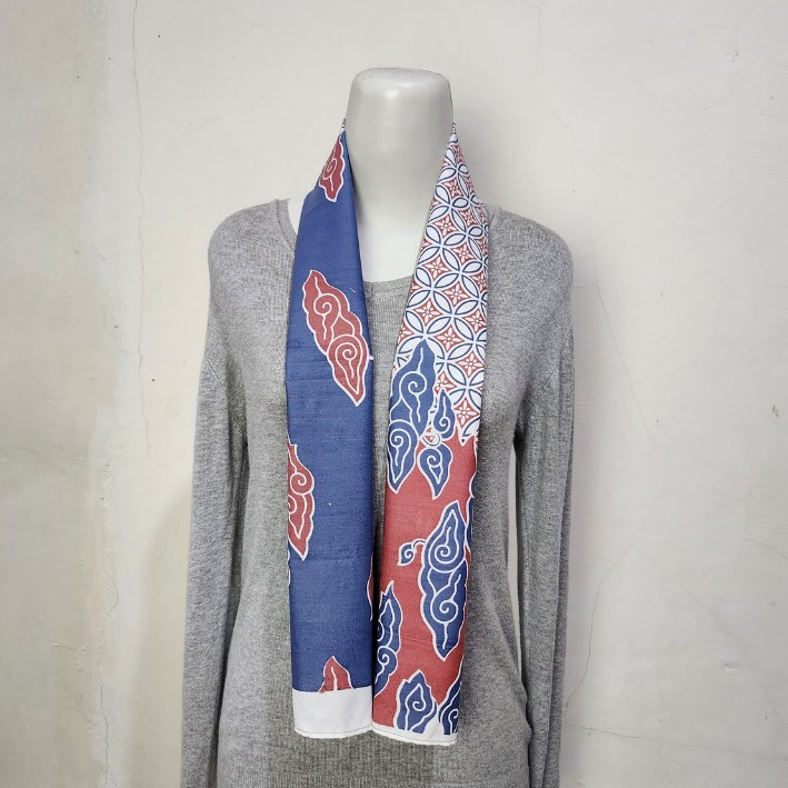 S34 BATIK Scarf Men's Women's Neck Scarf Ospek Mega Mendung Biru ...