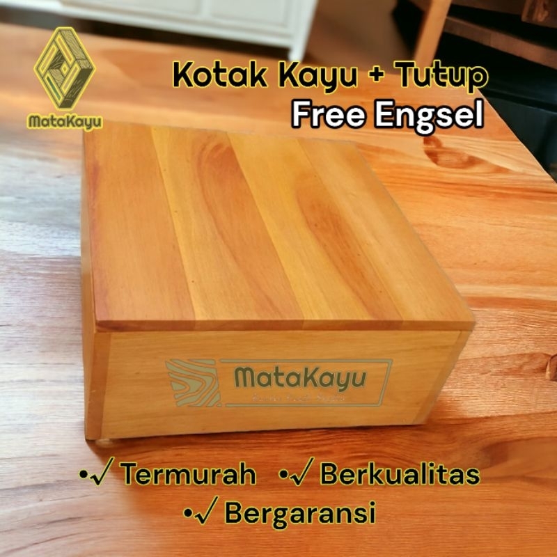 KAYU Wooden box 40x40 x 20-35 cm wooden crate lid box wooden storage ...