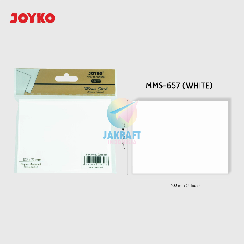 (100 Sheets) JOYKO Large Plain White Sticky Memo Stick Paper MMS-657W ...