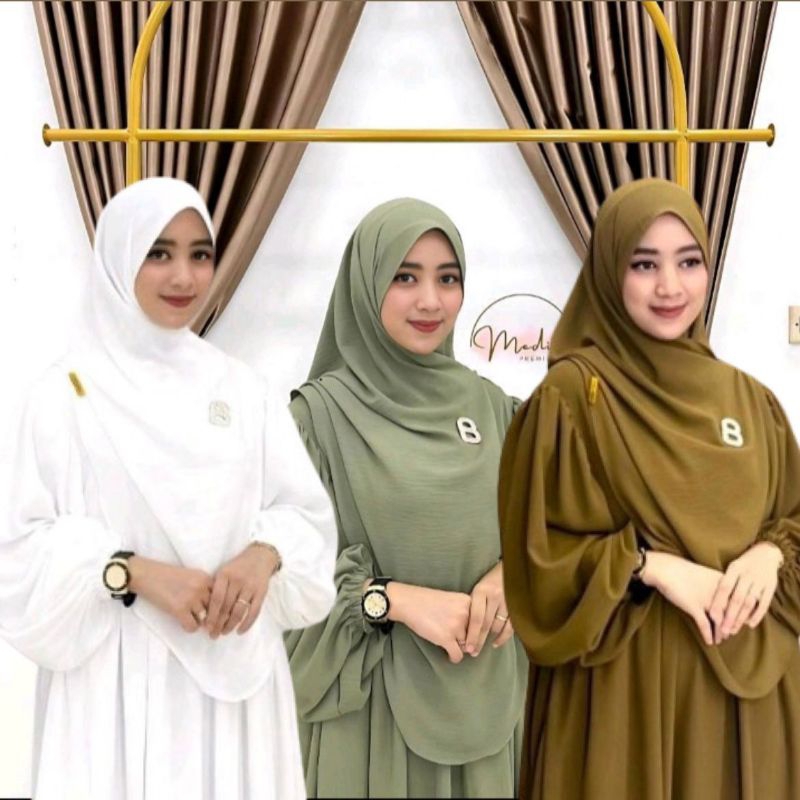 Syar'i Abaya Gamis Set Hijab Pashmina Pashmina Oval Crinkle Airflow ...