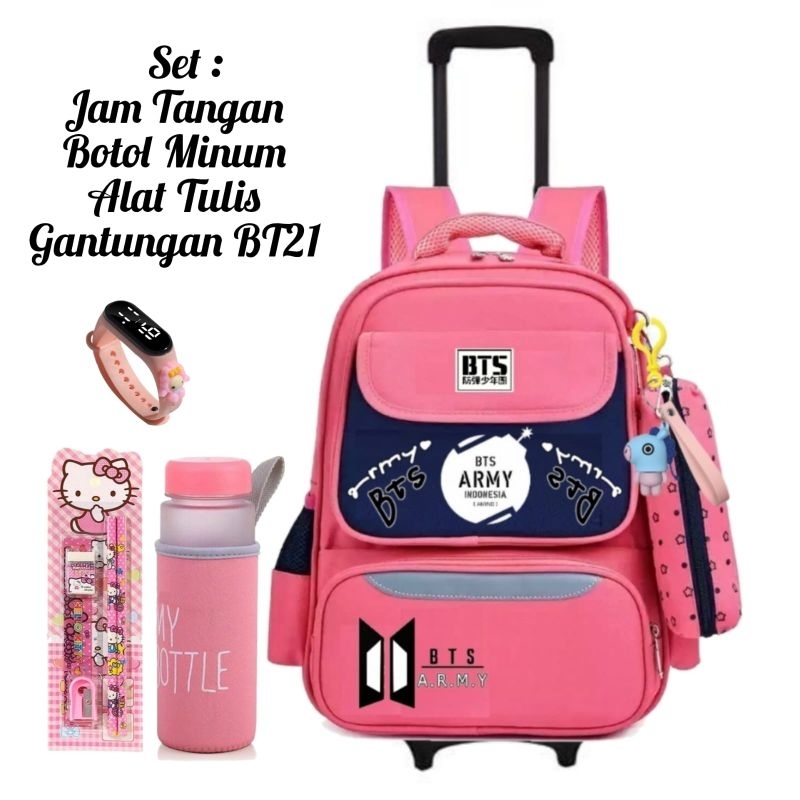 Trolley Bag Push Wheel Bag For Girls Kindergarten Elementary School ...