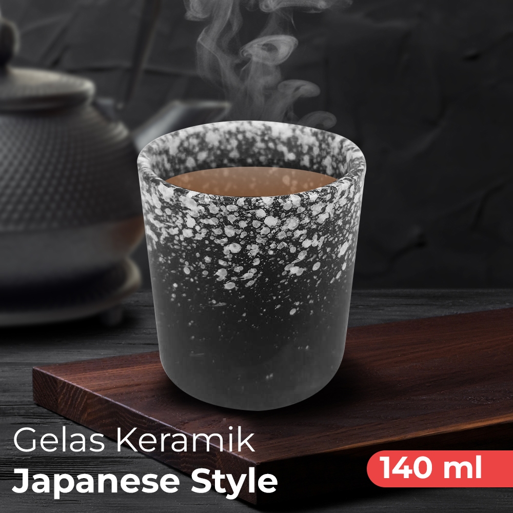 HITAM PUTIH Rhe Vintage Japanese Style Ceramic Glass 140ml aesthetic ...