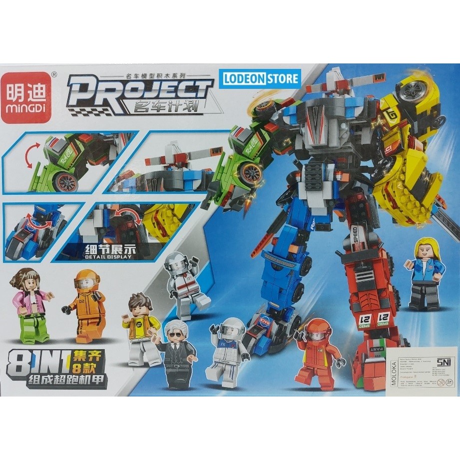 Brick Racing Car and Project Character 8 in 1 Robot Mingdi K0523 ...