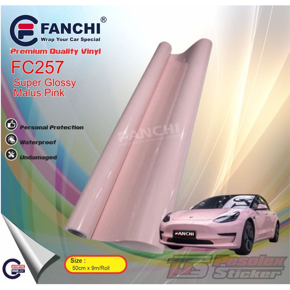 Fanchi SUPER GLOSSY SERIES FC-702 MALUS PINK Scotlet Vinyl Sticker 50cm ...