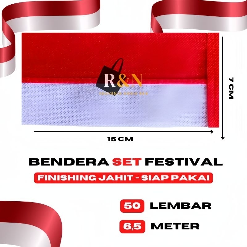 MERAH PUTIH Contents Of 50 Flags/Red And White Square Color Banner/RI ...