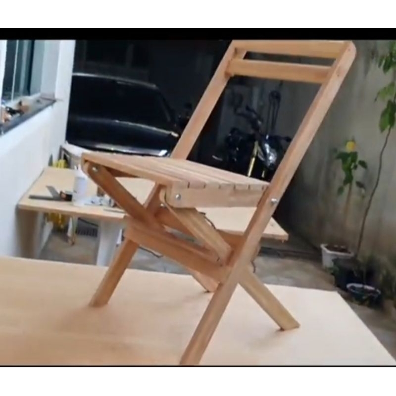 KAYU Wooden Folding Chair Sitting Chair | Shopee Philippines