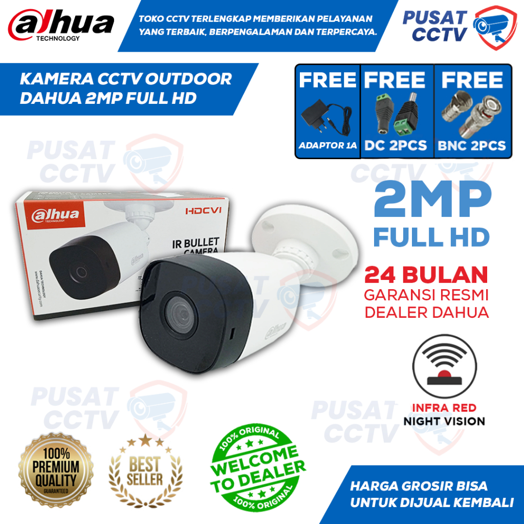 Official Original AHD 2Mp Indoor / Outdoor Camera DAHUA COOPER SERIES 2.0MP HAC-T1A21P / HAC ...
