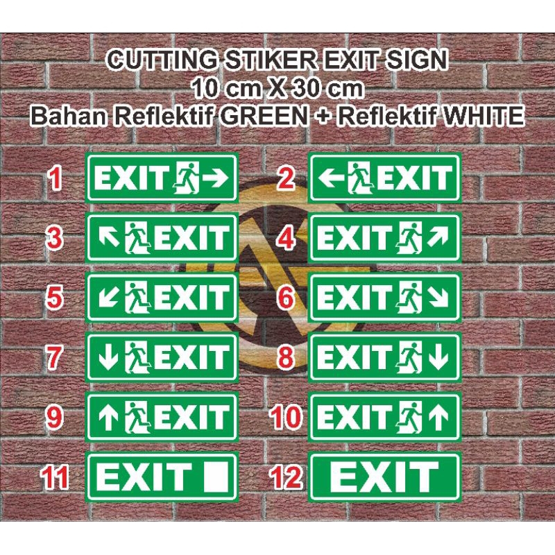 Emergency exit sign sticker | Cutting reflective stickers | Shopee ...