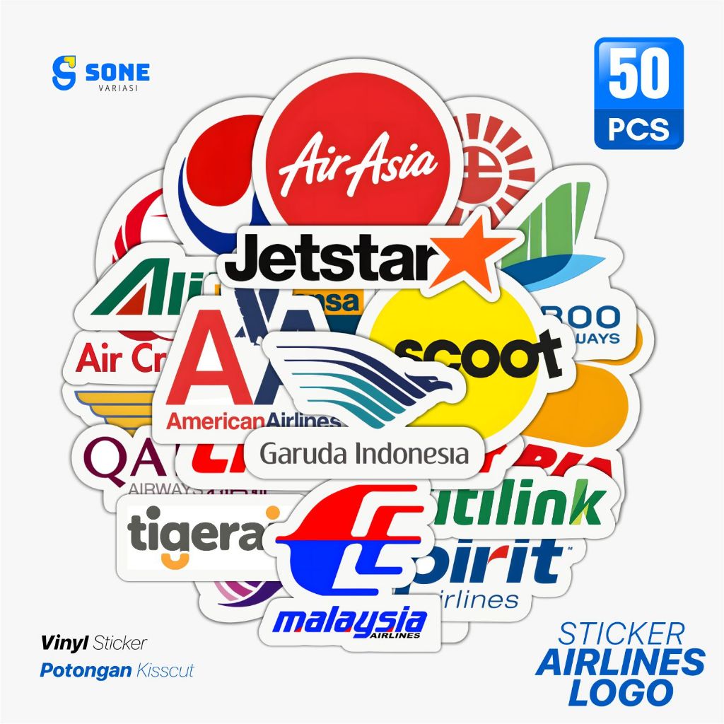 Sticker Pack Airlines Aesthetic Paper Vinyl Waterproof For Laptop ...