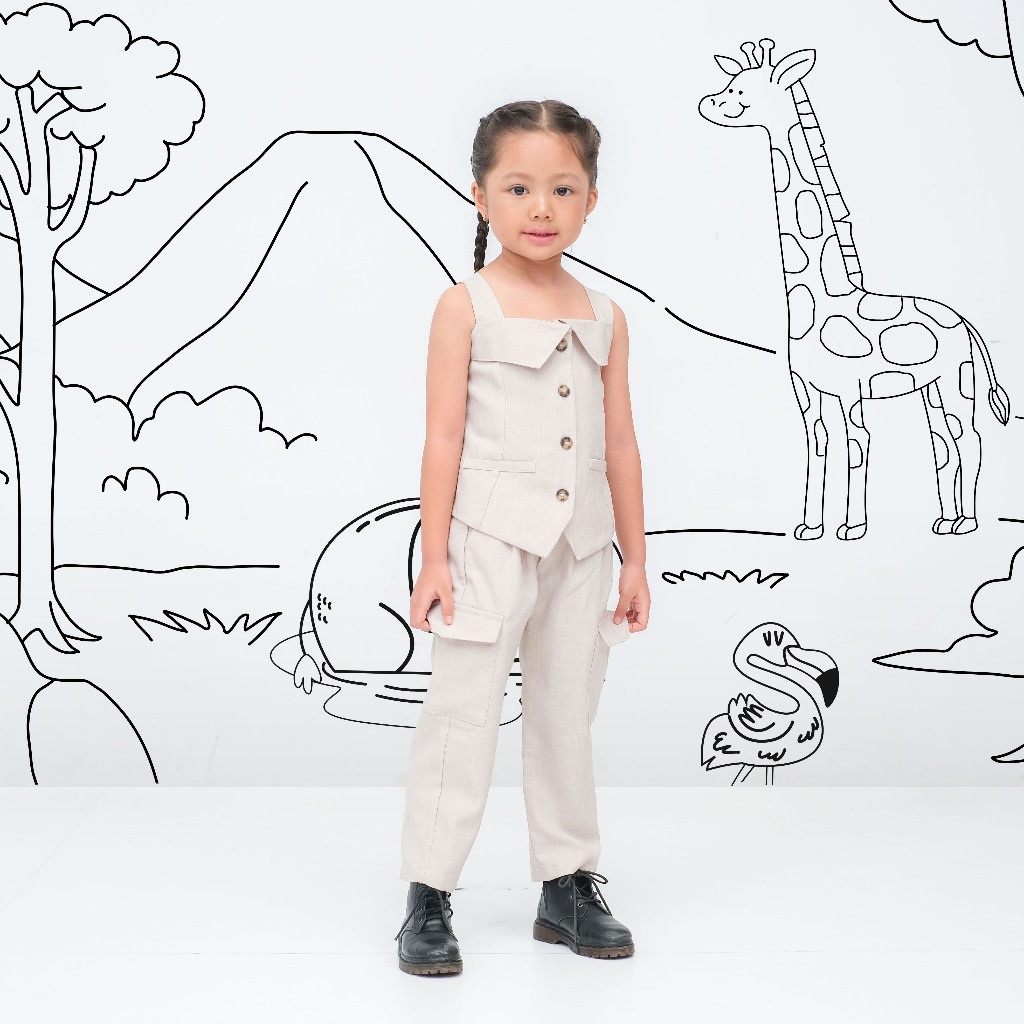 Little Glam Girls Suits - Petra set (vest+ cargo pants) | Shopee ...
