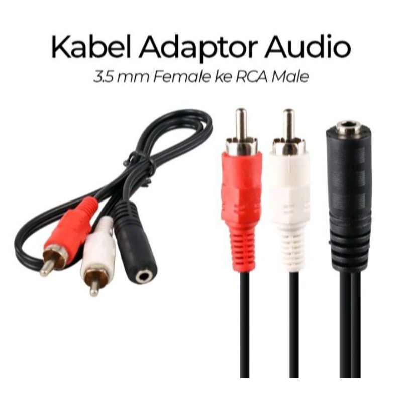 Audio cable female aux jack 3.5 to dual rca jack 1 meter | Shopee ...