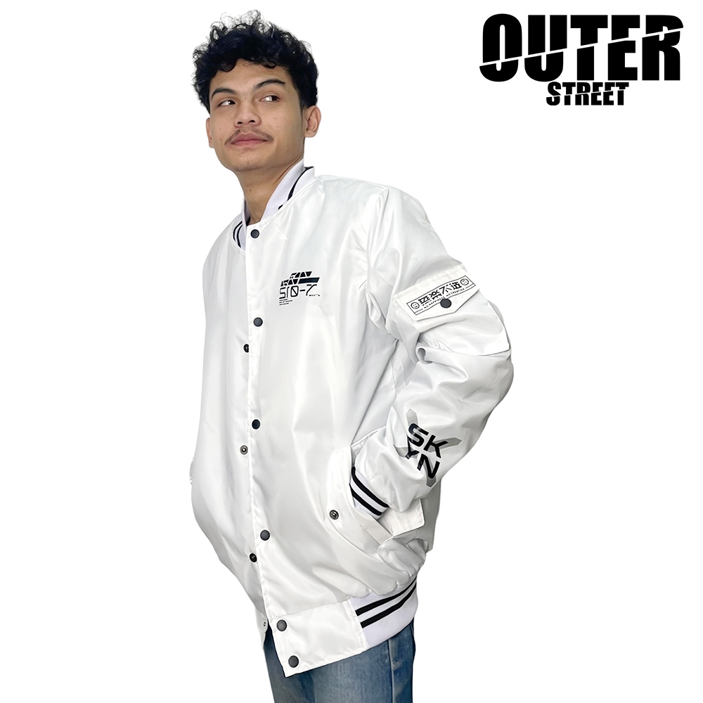 PUTIH | Skyone | White BOMBER JACKET waterproof men's and women's ...