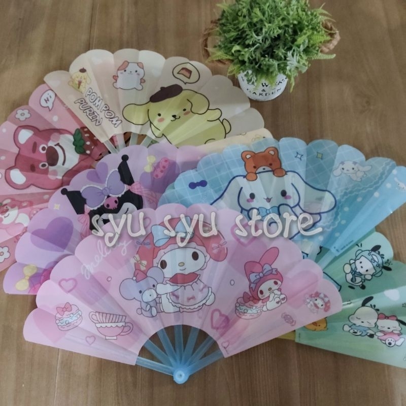 Kuromi Melody Cinnamoroll Pochacco Pompompurin Folding Fan Lotso ...