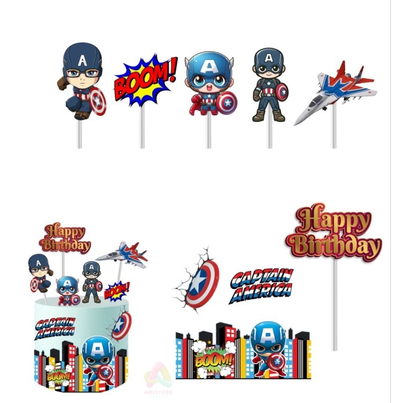 Toppercake/topper Captain America character/happybirthday/topper ...