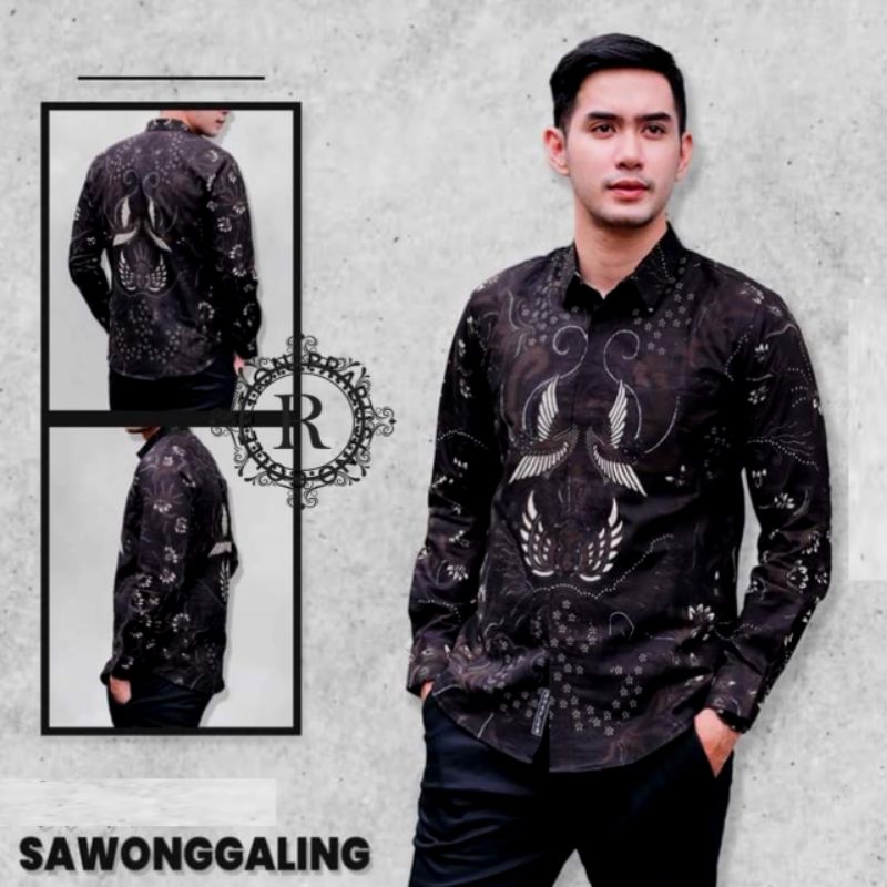 MERAH Furiosa Batik Sogan Red Batik Shirt Men Long Sleeve Premium ...