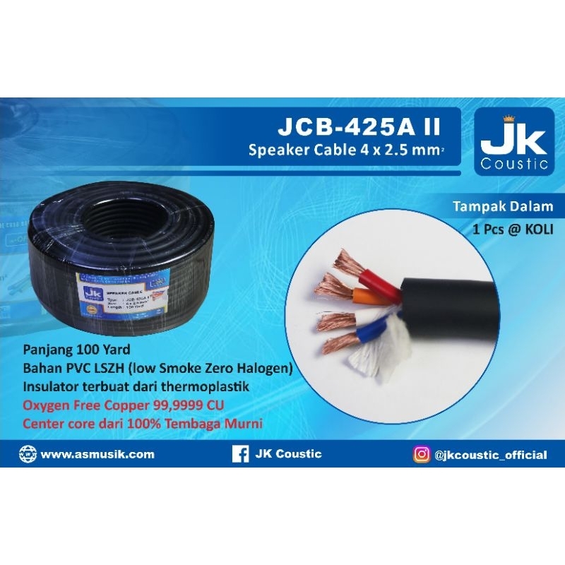 Original JK COUSTIC JCB-425A 4x2.5 SPEAKER CABLE 4 x 2.5 PURE COPPER ...